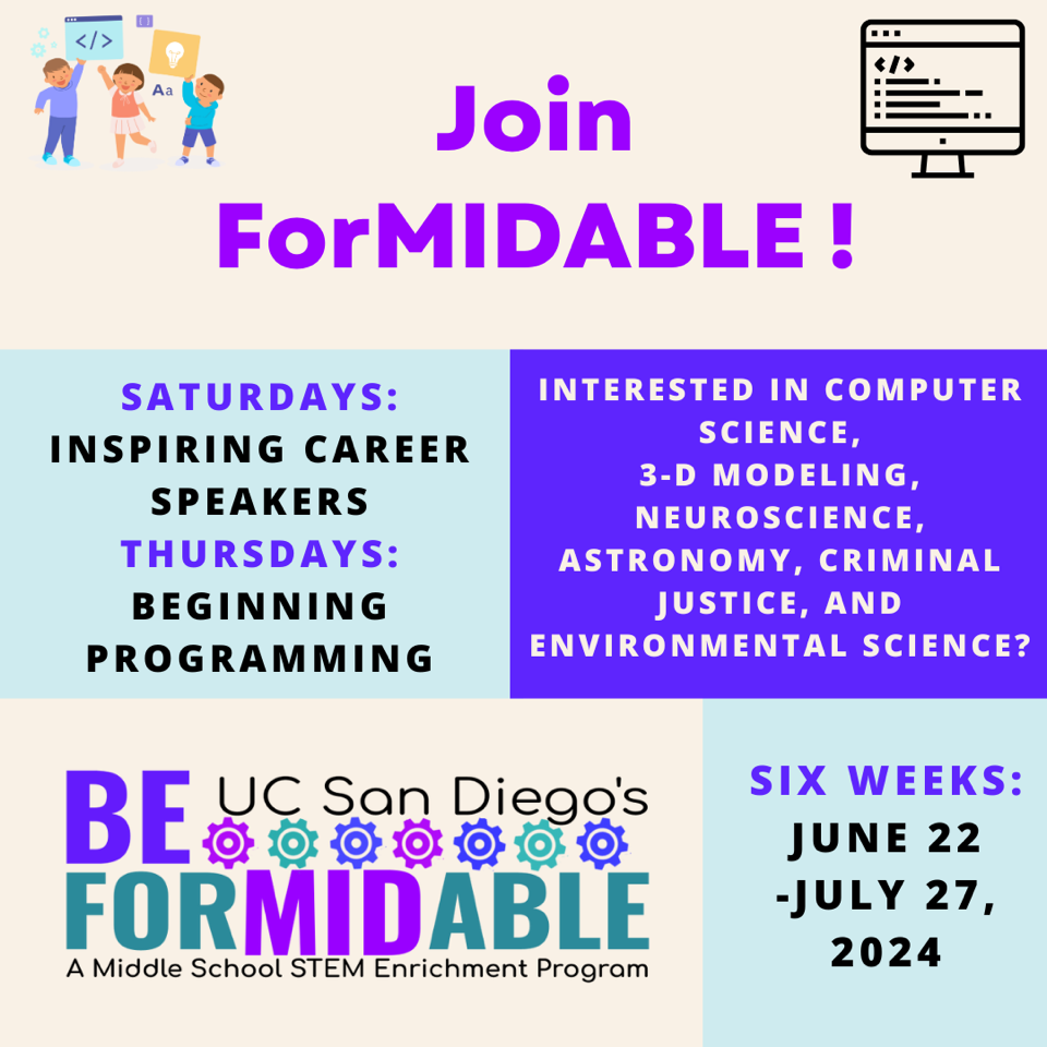 UCSD ForMIDABLE for Middle School Students - SDSC StudentTech